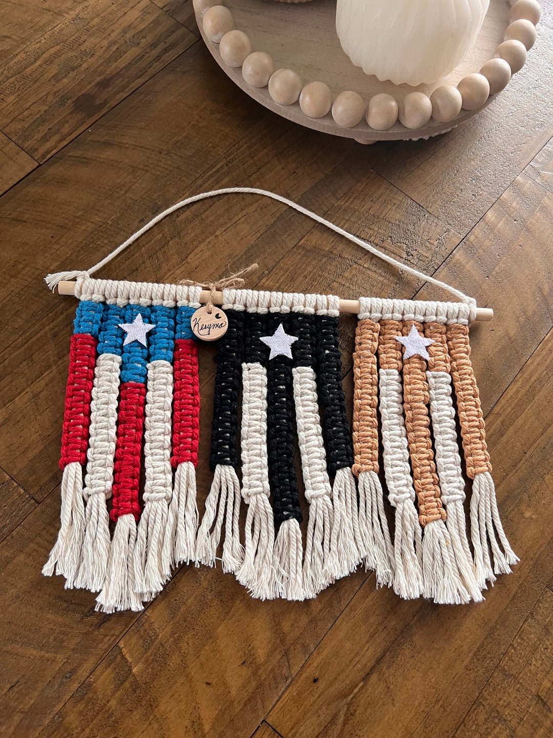 Three Puerto Rico Flags | Puerto Rico Macrame Flags | Puerto Rico ...