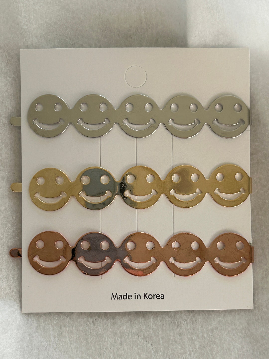 Metal Hair Pin, Smiley Face Hair Pin, Fun Hair Pin, Gold, Silver and ...