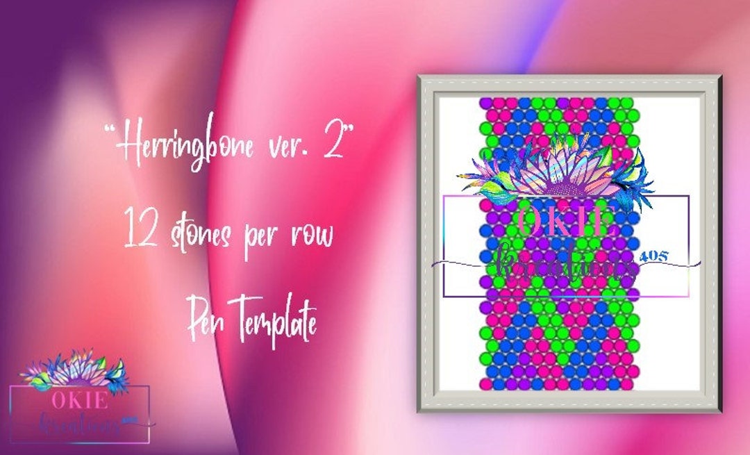 Pens Herringbone Ver. 2 12 Stones/row Honeycomb Bling Template - Etsy