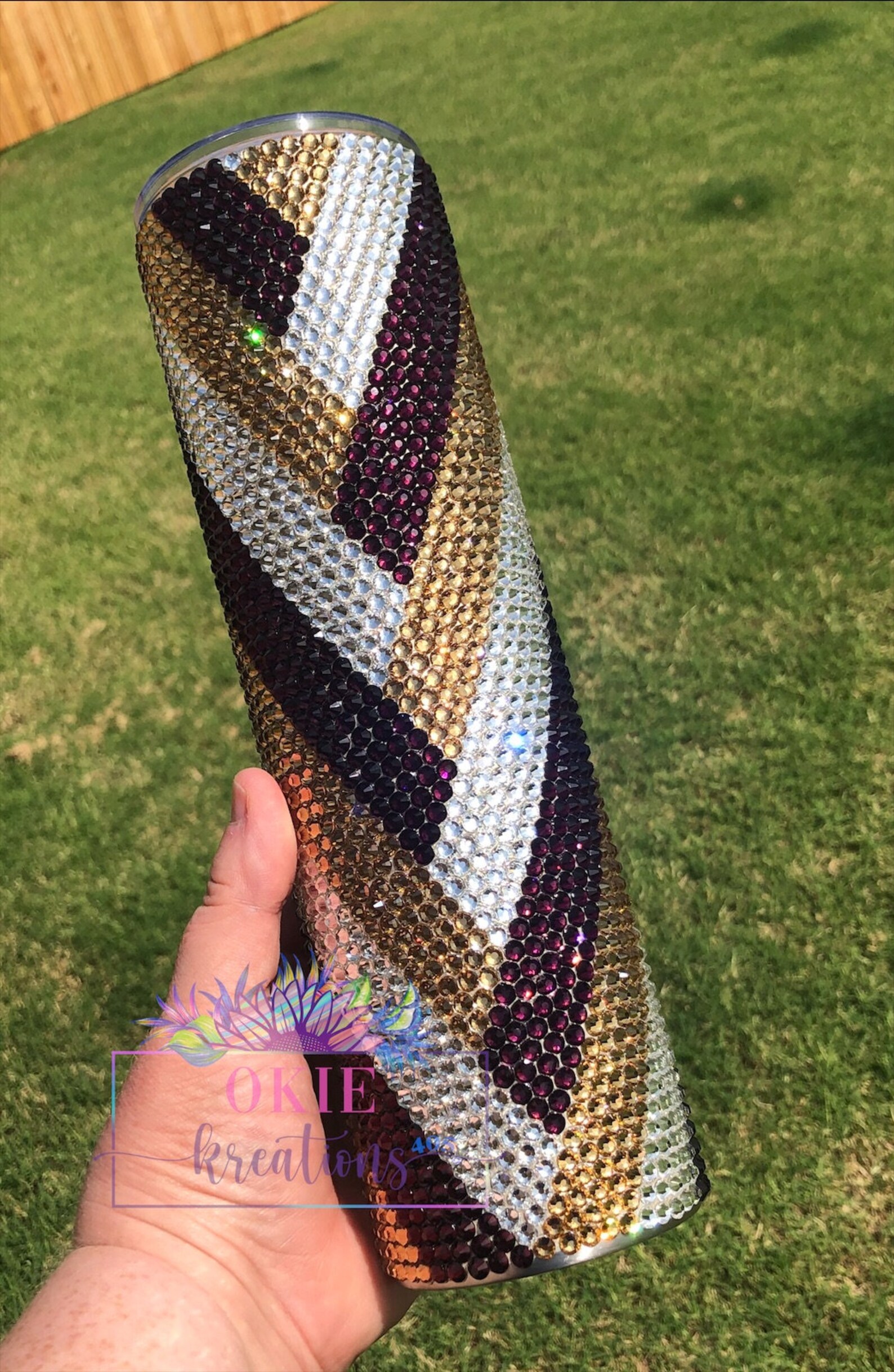 Herringbone Rhinestone Tumbler Crystallized Bling Luxury Etsy