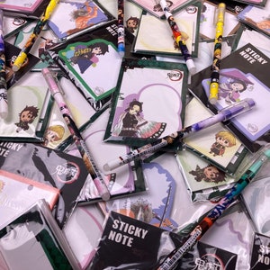 Demon Slayer Stationery Bundle - Stickers, Memo Pad & Pen - Stationery ...