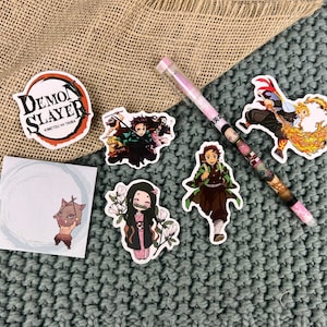 Demon Slayer Stationery Bundle - Stickers, Memo Pad & Pen - Stationery ...