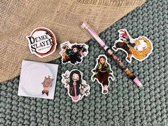 Demon Slayer Stationery Bundle Stickers Memo Pad & Pen - Etsy UK