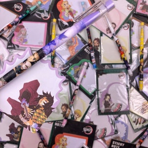 Demon Slayer Stationery Bundle - Stickers, Memo Pad & Pen - Stationery ...
