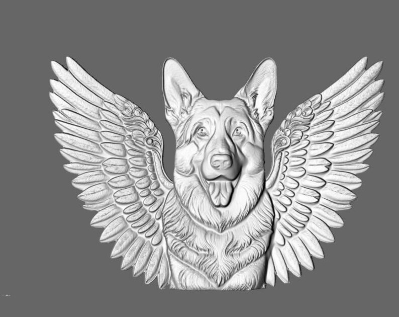 German Shepherd Angel Wings CNC File, Vectric Aspire V-carve ...