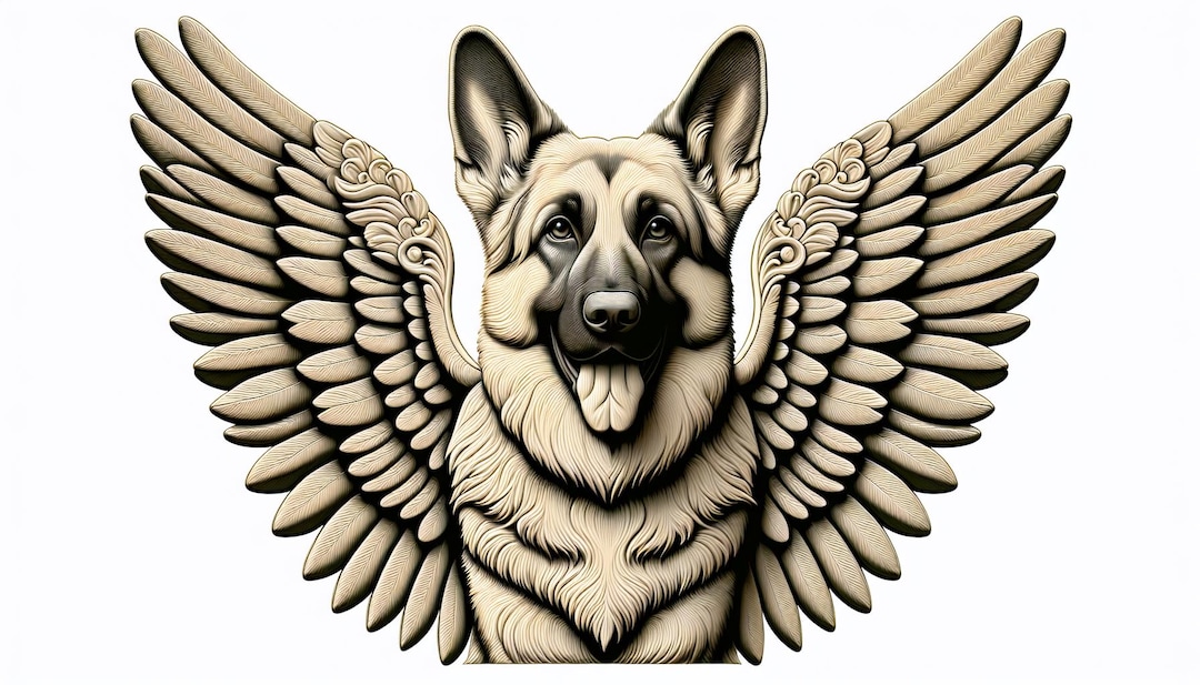 German Shepherd Angel Wings CNC File, Vectric Aspire V-carve ...