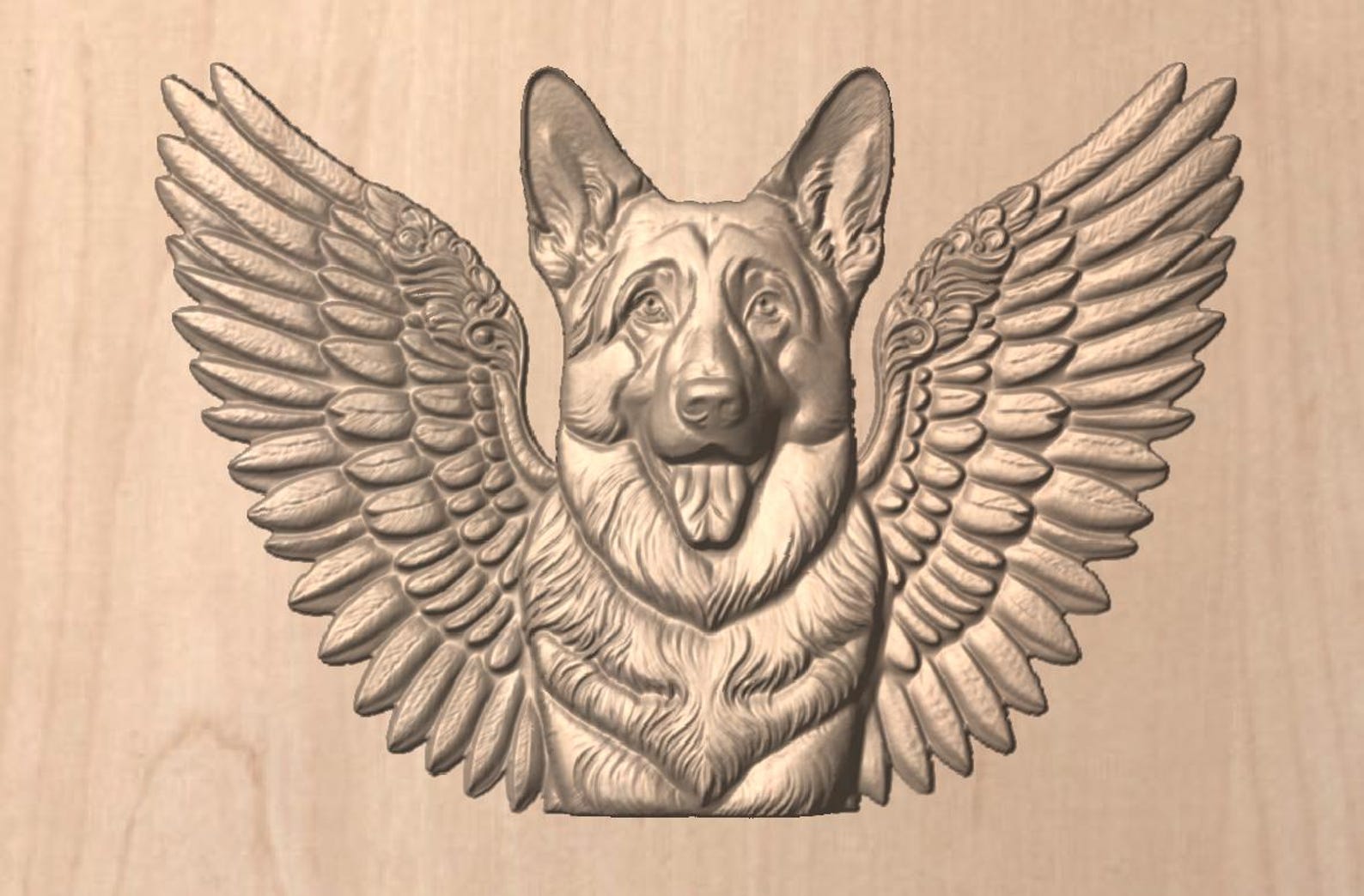 German Shepherd Angel Wings CNC File, Vectric Aspire V-carve ...