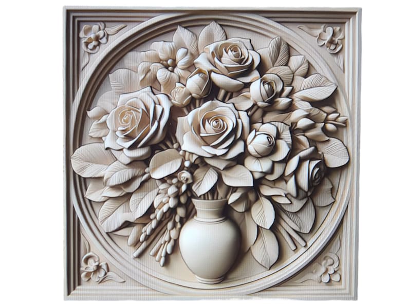 Rose Vase 3d Wall Decor STL File for Cnc Machines Vectric Aspire 11 and ...