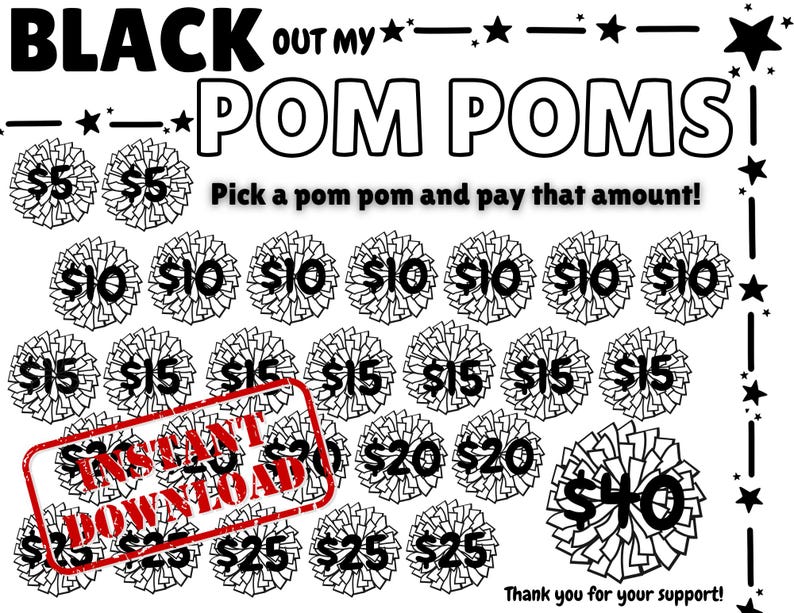 Cheerleading Fundraiser Black Out My Pom Poms - Etsy