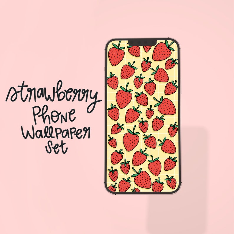 Strawberry Phone Wallpaper Background - Digital Download - Etsy