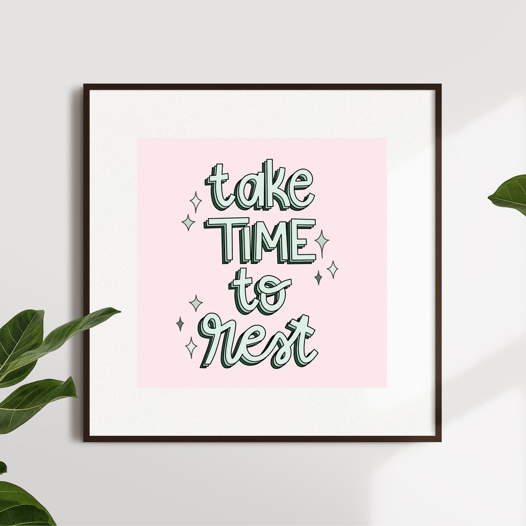 Take Time to Rest Printable Digital Art Print, Pastel Aesthetic ...