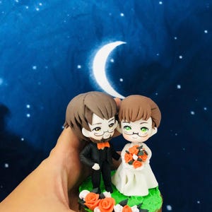 Couple Wedding Cake Topper Gift, Personalized Handmade Chibi Figures ...