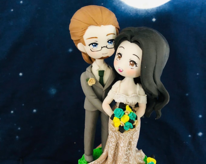 Custom Couple Figurine - Clay Figures - Couple and Dog Portrait ...