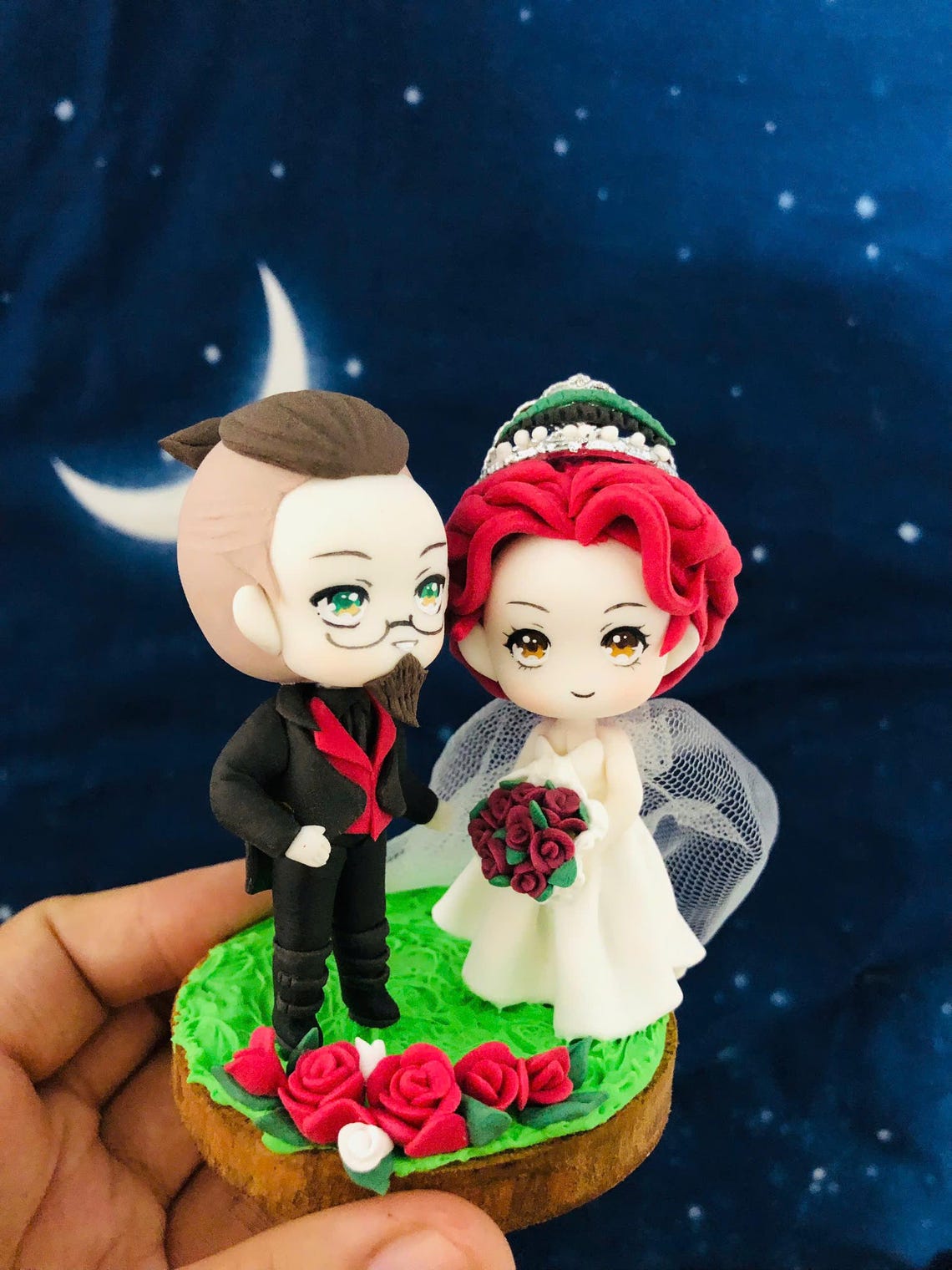Couple Wedding Cake Topper Gift, Personalized Handmade Chibi Figures ...