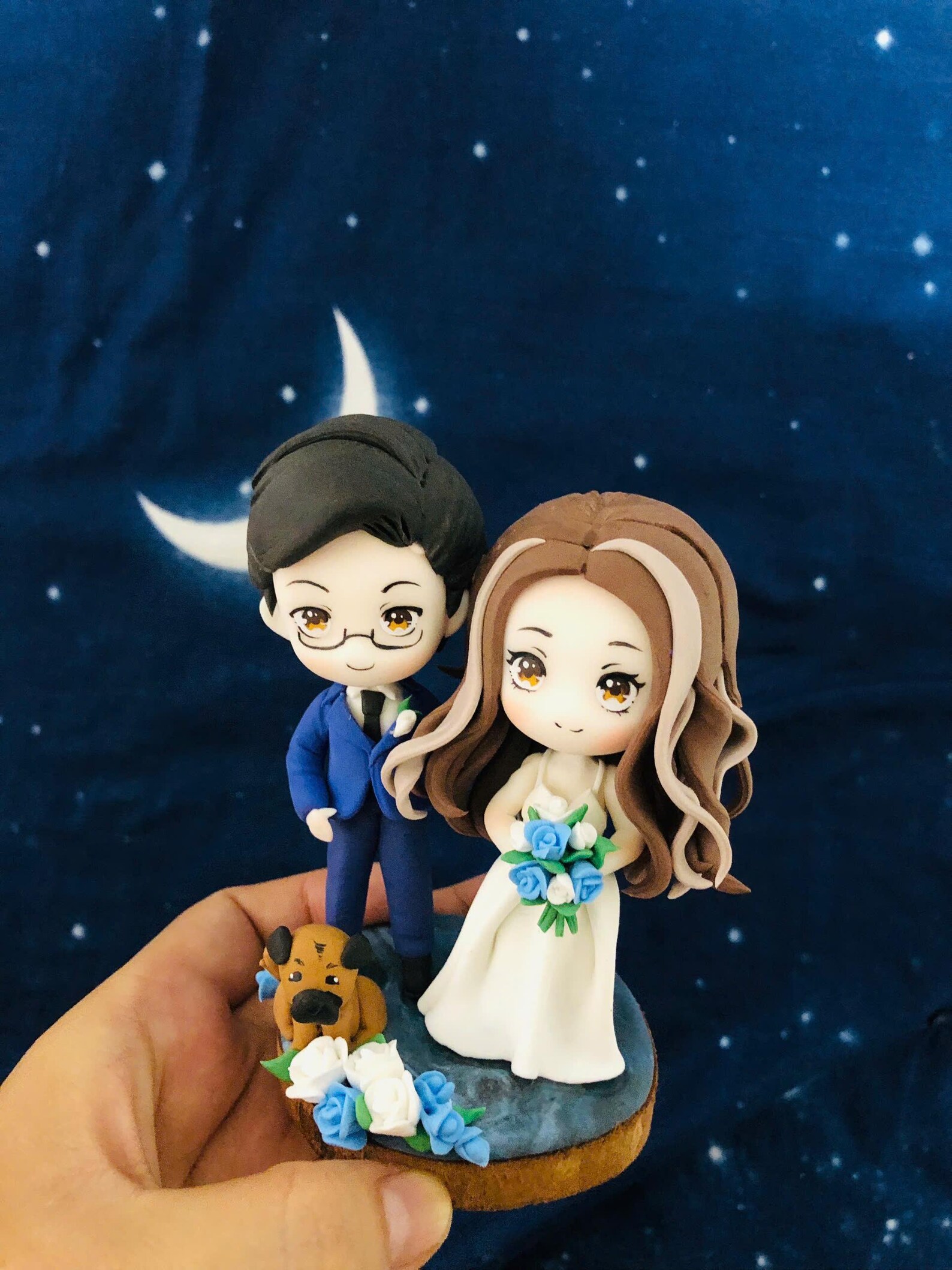 Couple Wedding Cake Topper Gift, Personalized Handmade Chibi Figures ...