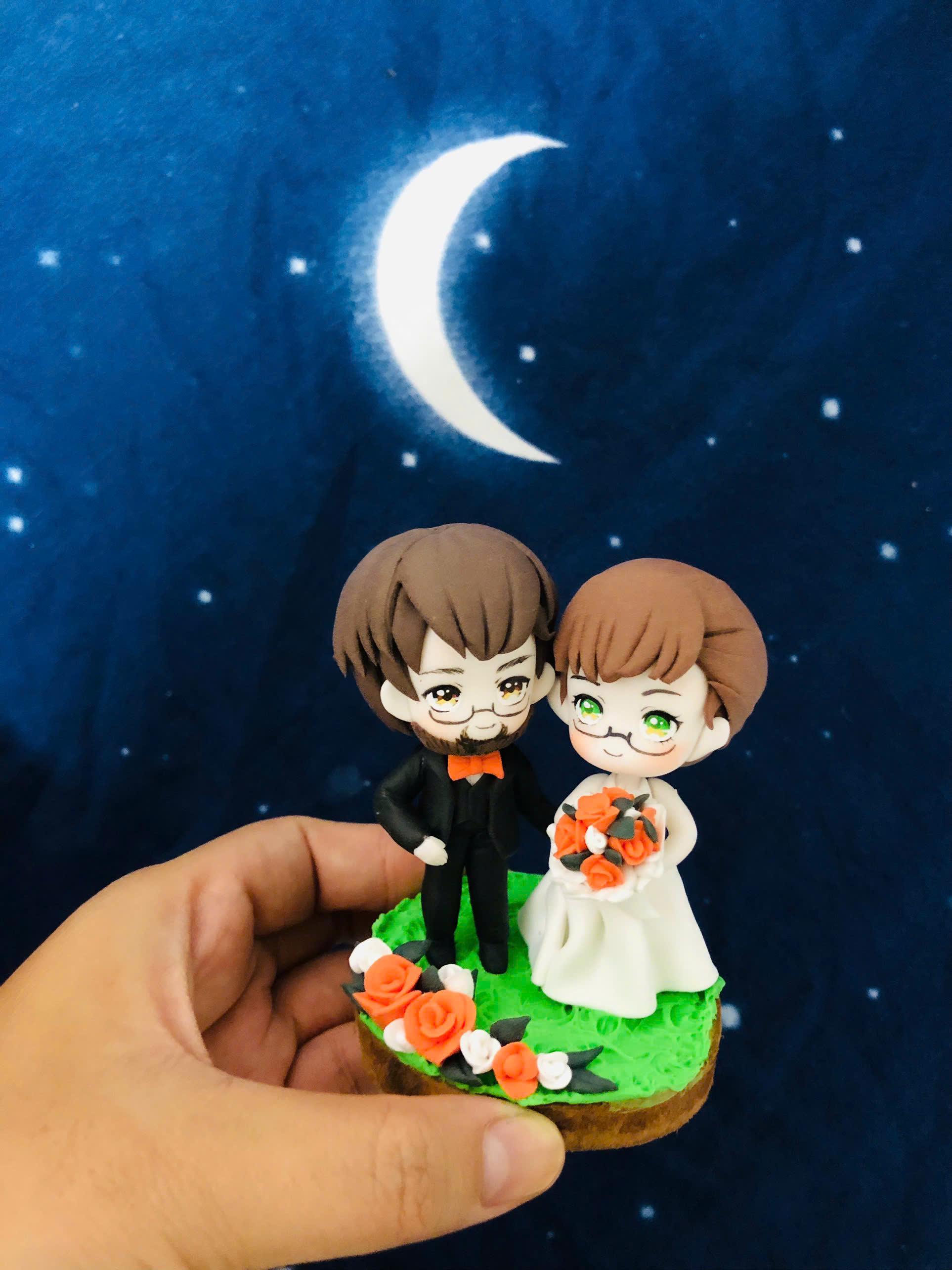 Couple Wedding Cake Topper Gift, Personalized Handmade Chibi Figures ...