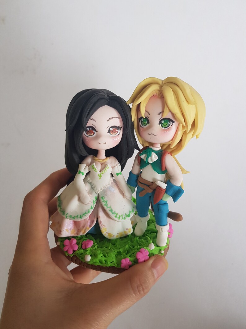 Custom Wedding Cake Topper, Personalized Handmade Chibi Figures, Clay ...