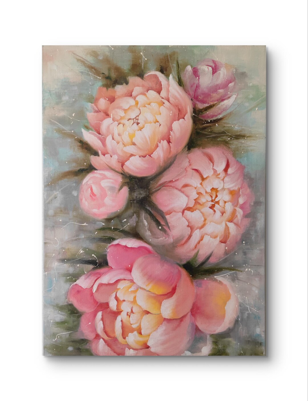 Original 27х20 Oil Painting, Pink Peonies, Contemporary Impressionism ...