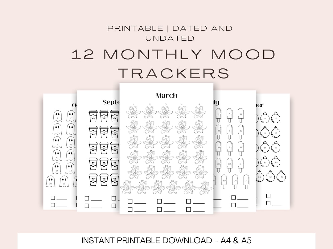 Printable Monthly Mood Tracker Bundle - Etsy