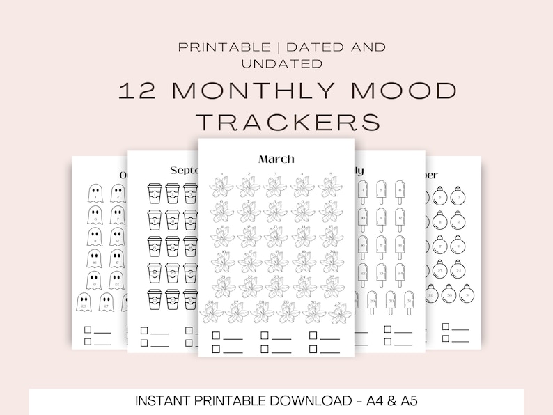 Printable Monthly Mood Tracker Bundle - Etsy