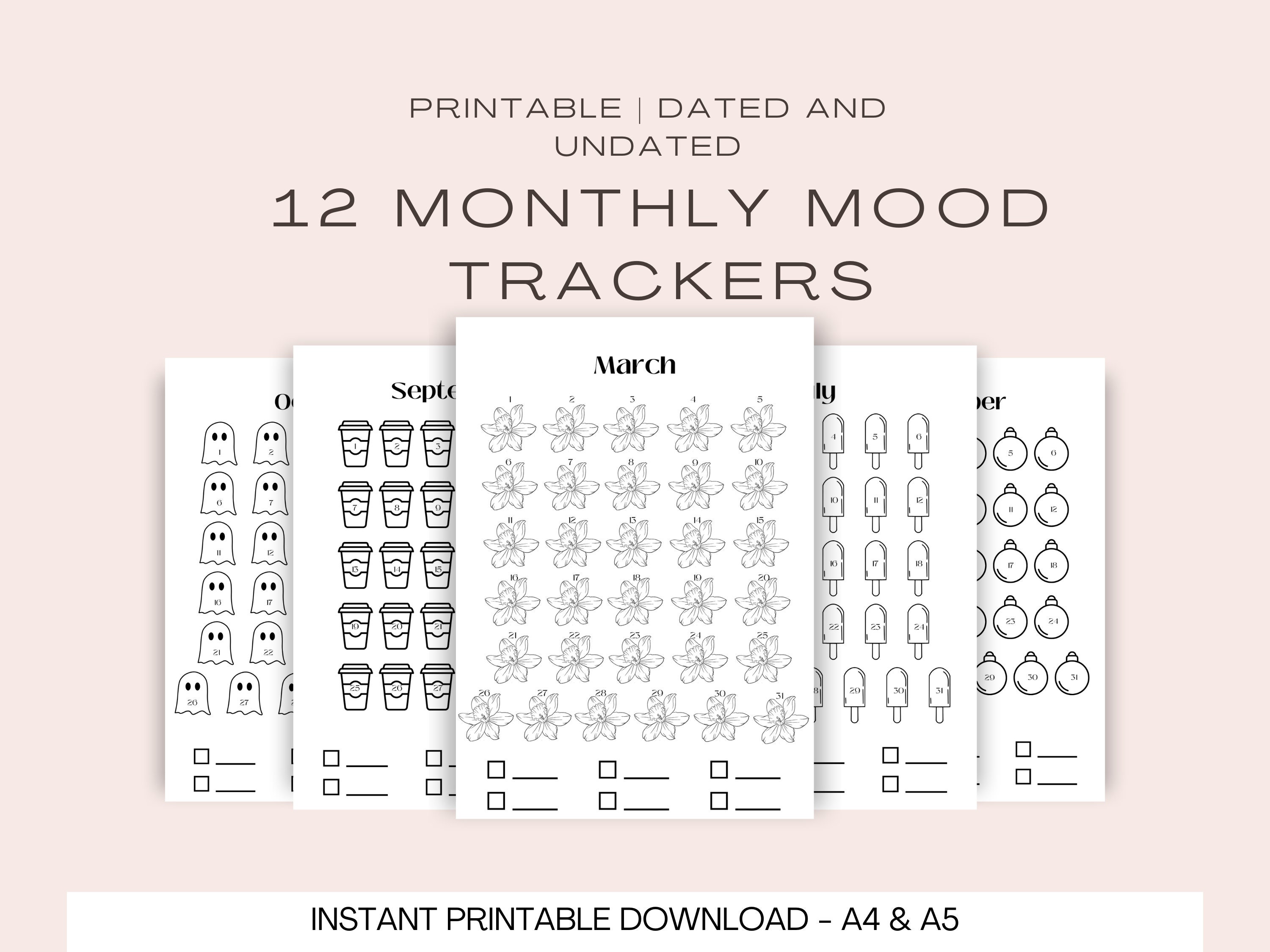 Printable Monthly Mood Tracker Bundle - Etsy