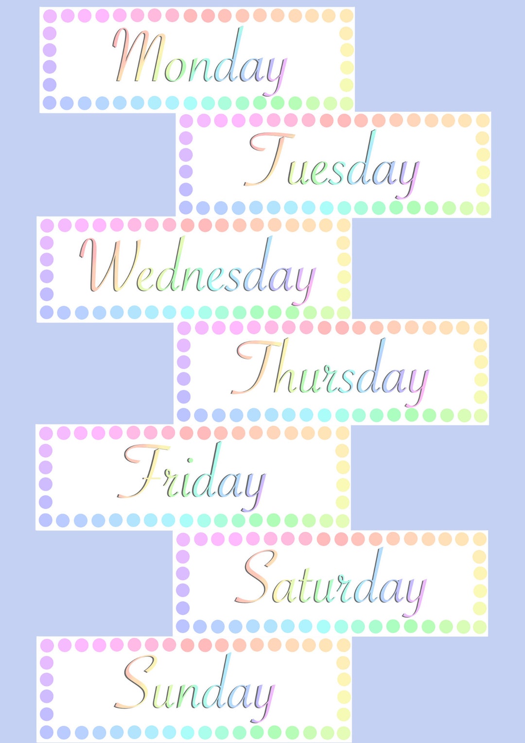 Rainbow Days of the Week Organising Labels (digital Download) - Etsy