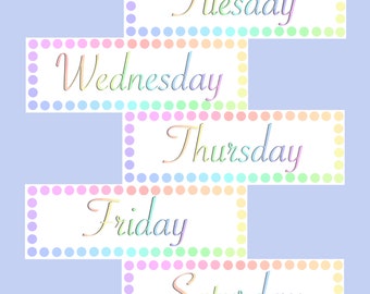 Rainbow Days of the Week Labels - Etsy