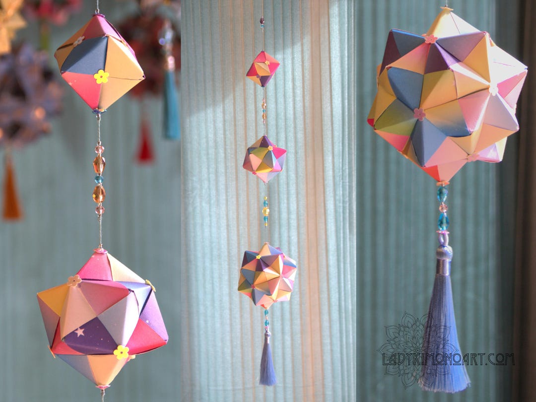 Long Origami Paper Garland Pastel Ornament - Etsy