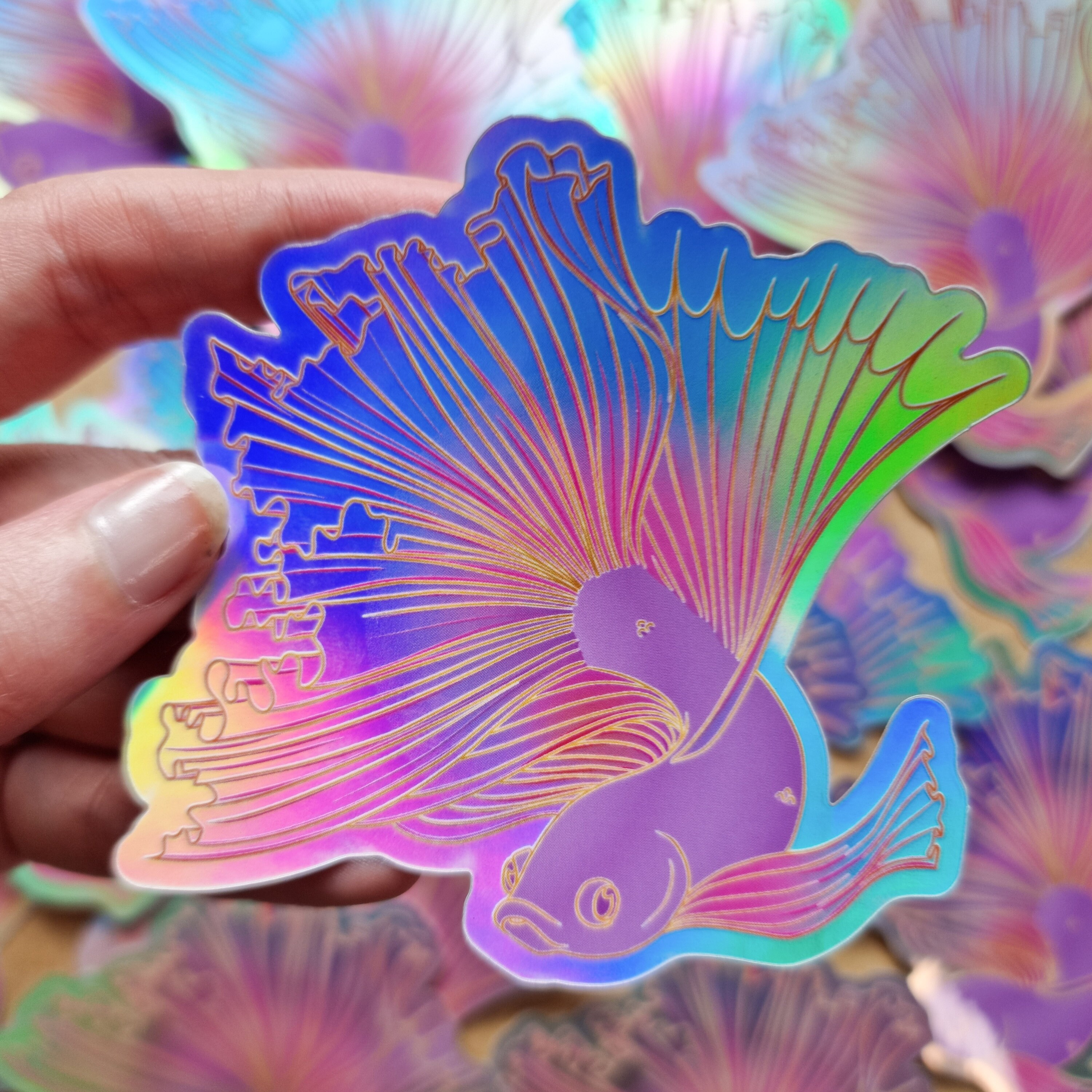 Large Holographic Fish Sticker - Etsy
