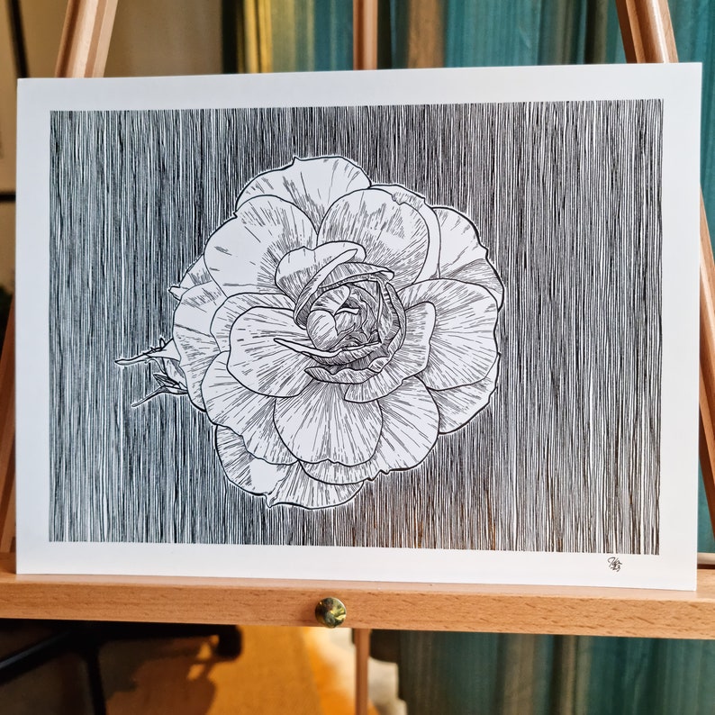 ORIGINAL Artwork Rose Ink Drawing - Etsy