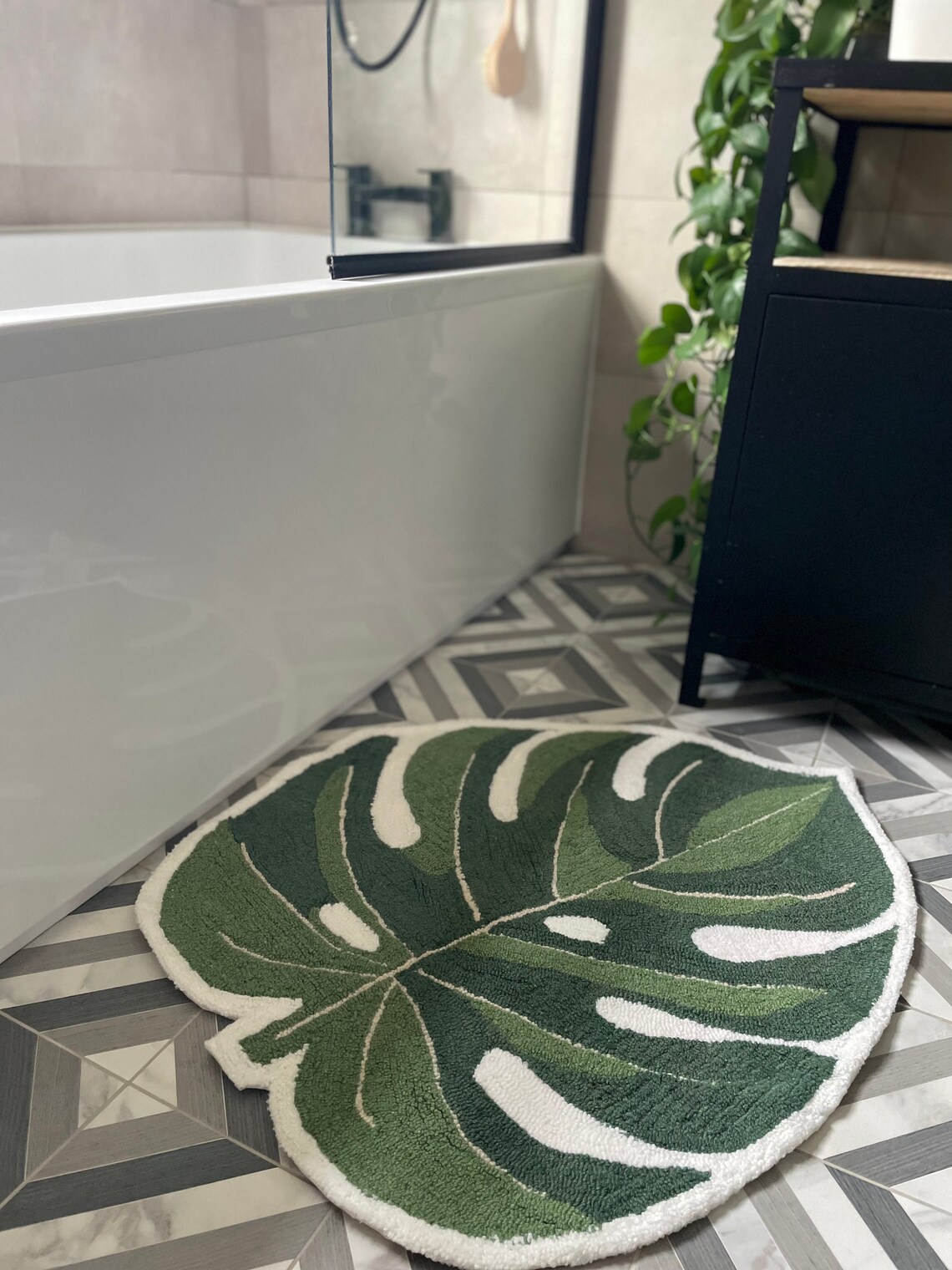 Monstera Tufted Rug Shaped Monstera Rug Punch Needle Carpet | Etsy