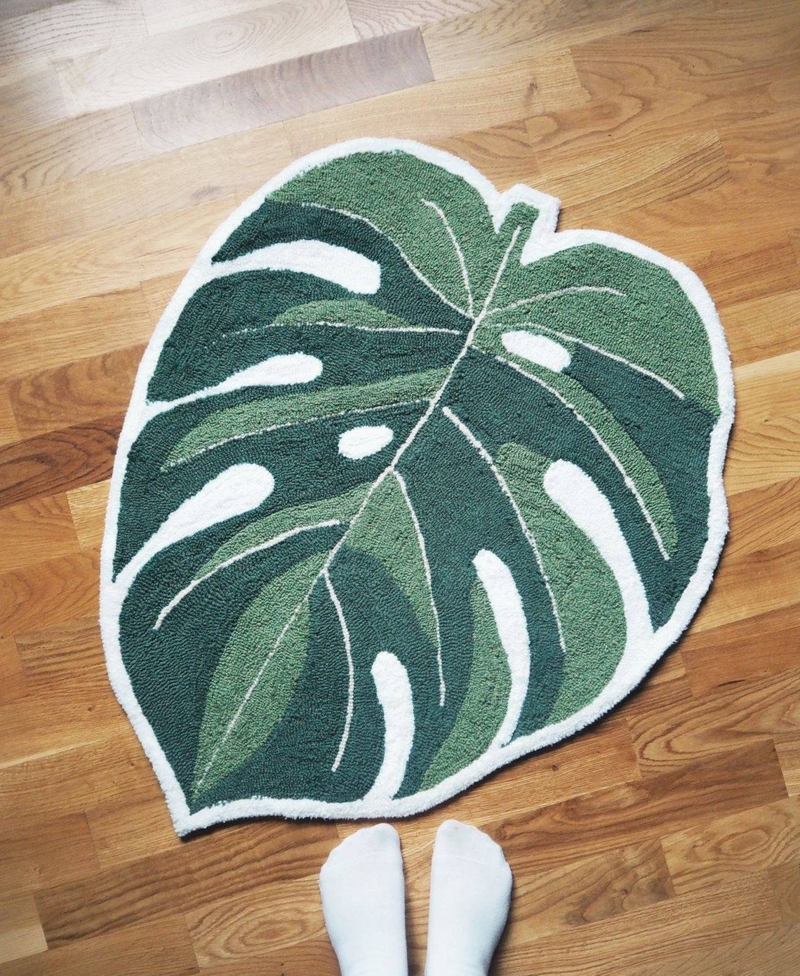Monstera Tufted Rug Shaped Monstera Rug Punch Needle Carpet | Etsy
