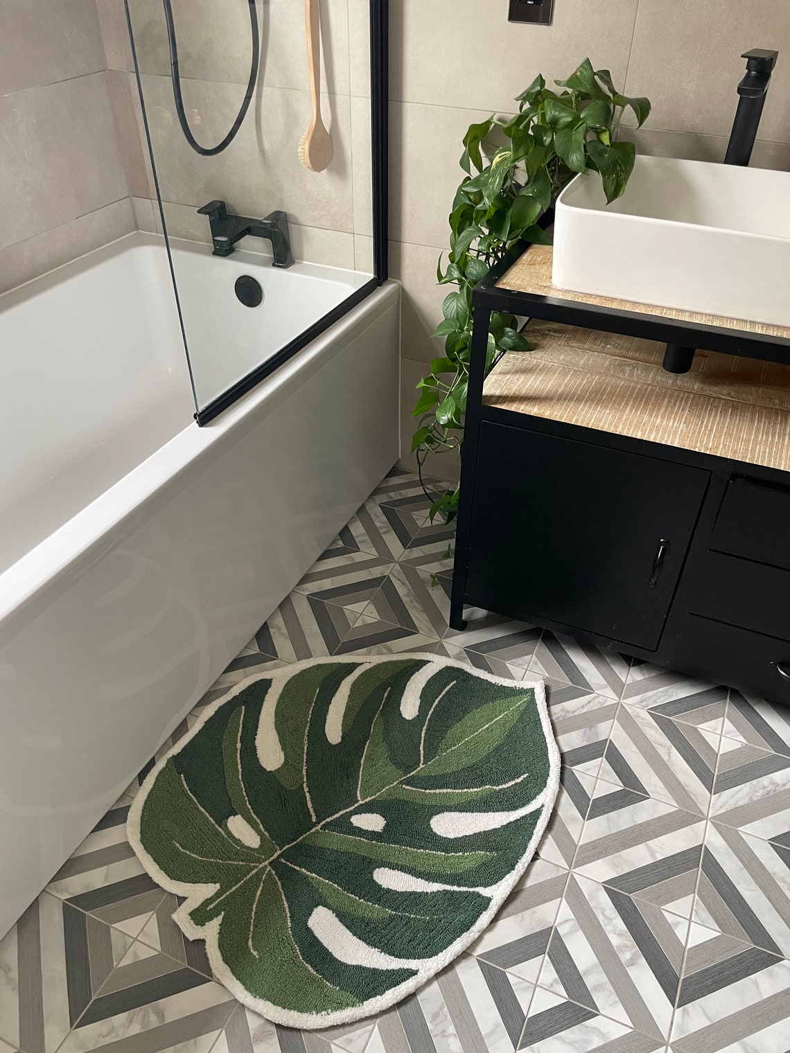 Monstera Tufted Rug Shaped Monstera Rug Punch Needle Carpet | Etsy