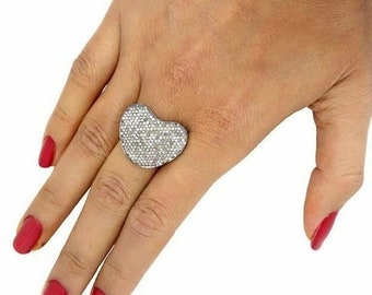 Pave Heart Ring | Etsy