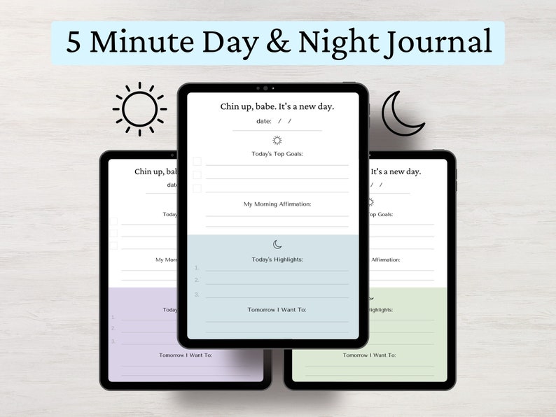 5 Minute Day and Night Digital Journal, Morning and Evening Journal for ...
