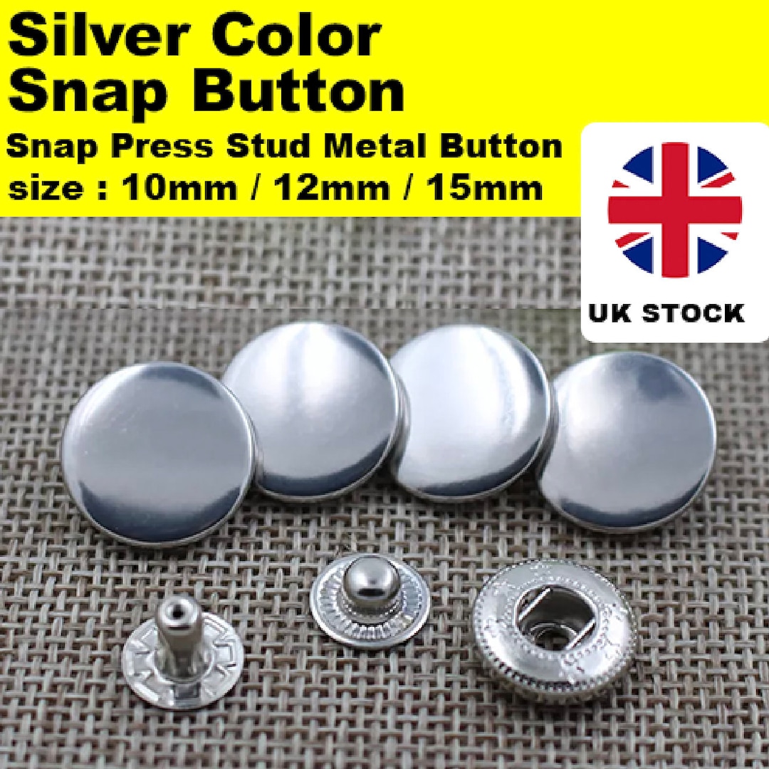 Silver Color Snap Button / Snap Press Metal Button / 10mm / 12mm / 15mm ...