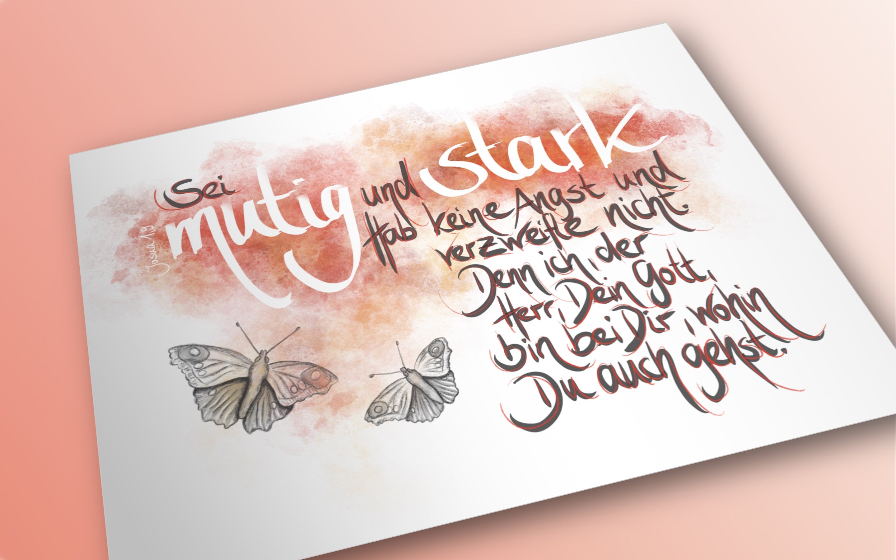 Postkarte – Sei mutig und stark. Hab keine Angst und verzweifle nicht ...