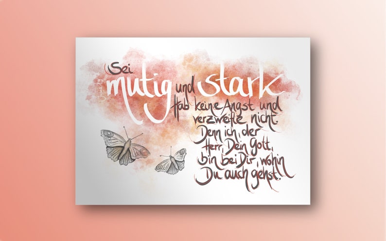 Postkarte – Sei mutig und stark. Hab keine Angst und verzweifle nicht ...