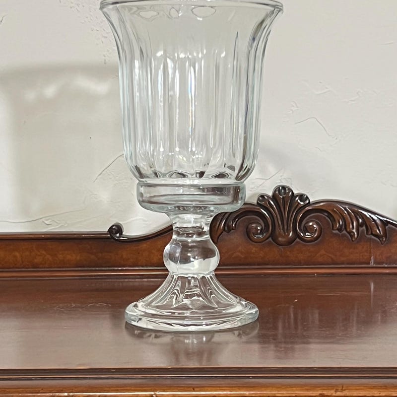 Vintage Glass Footed Vase - Etsy