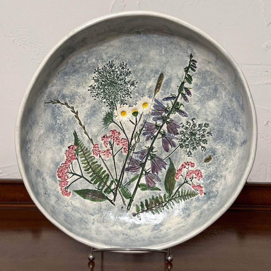 Salt Marsh Pottery Decorative Wall Plate Flower Motif - Etsy
