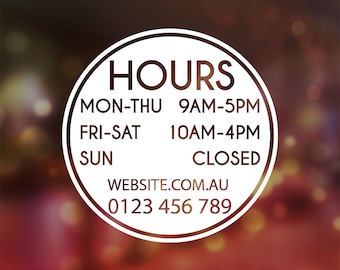 Custom Business Hours Decal Window Signage Inside Glass/outside Glass ...