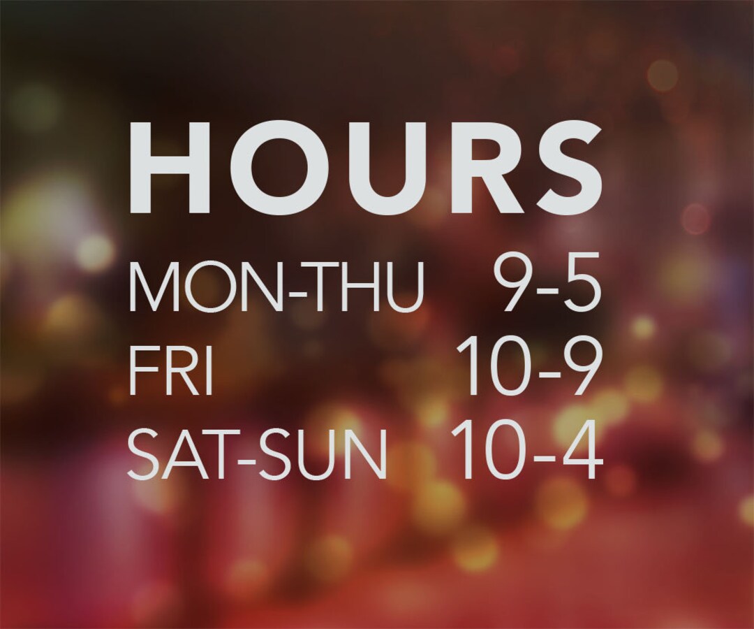 Simple Hours Decal Vinyl Cut, Store Window Sign, Trading Hours, Opening ...