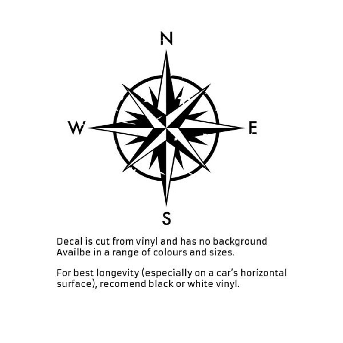 Compass Rose Vinyl Decal Distressed Rustic Grunge North South | Etsy