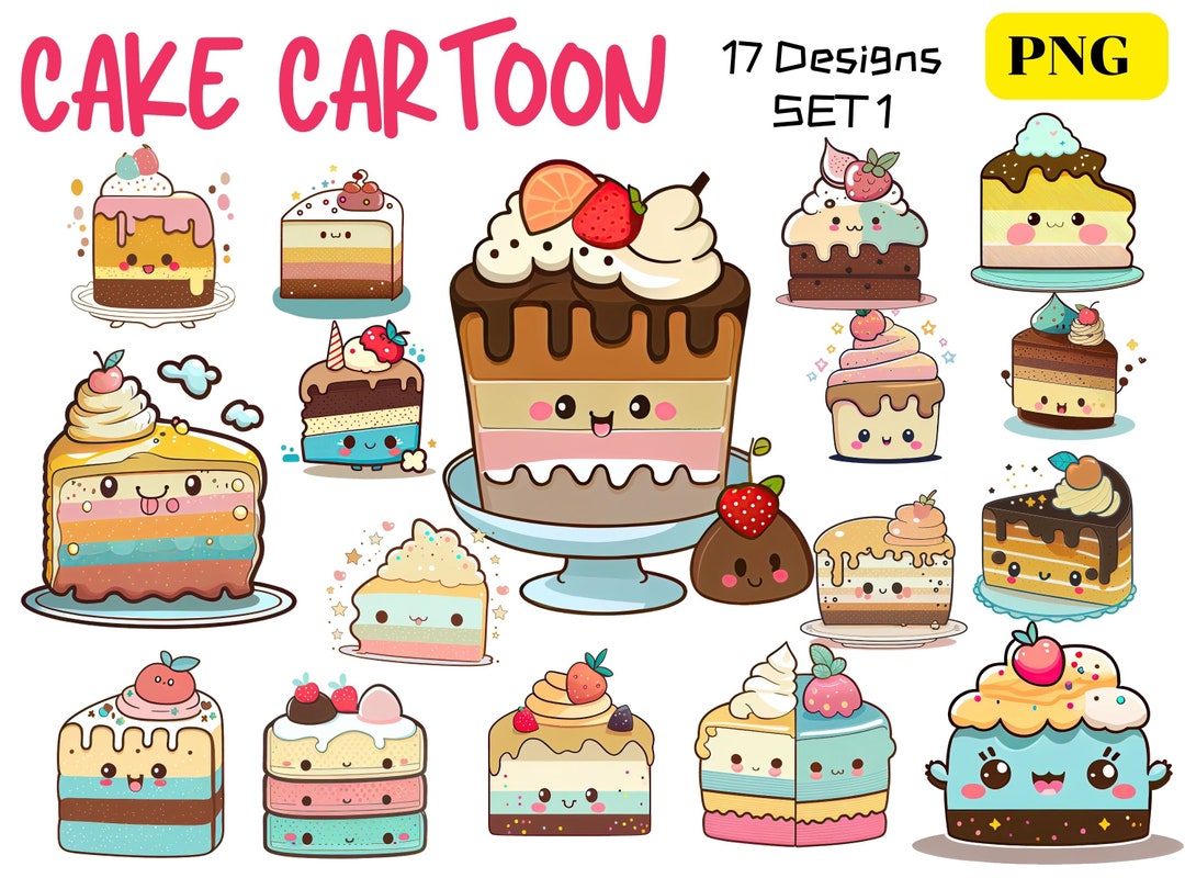 Cake Clipart, Cartoon Birthday Cake Png, Kawaii Cake, Cake Sticker, Baker Cartoon, Cute Cartoon ...