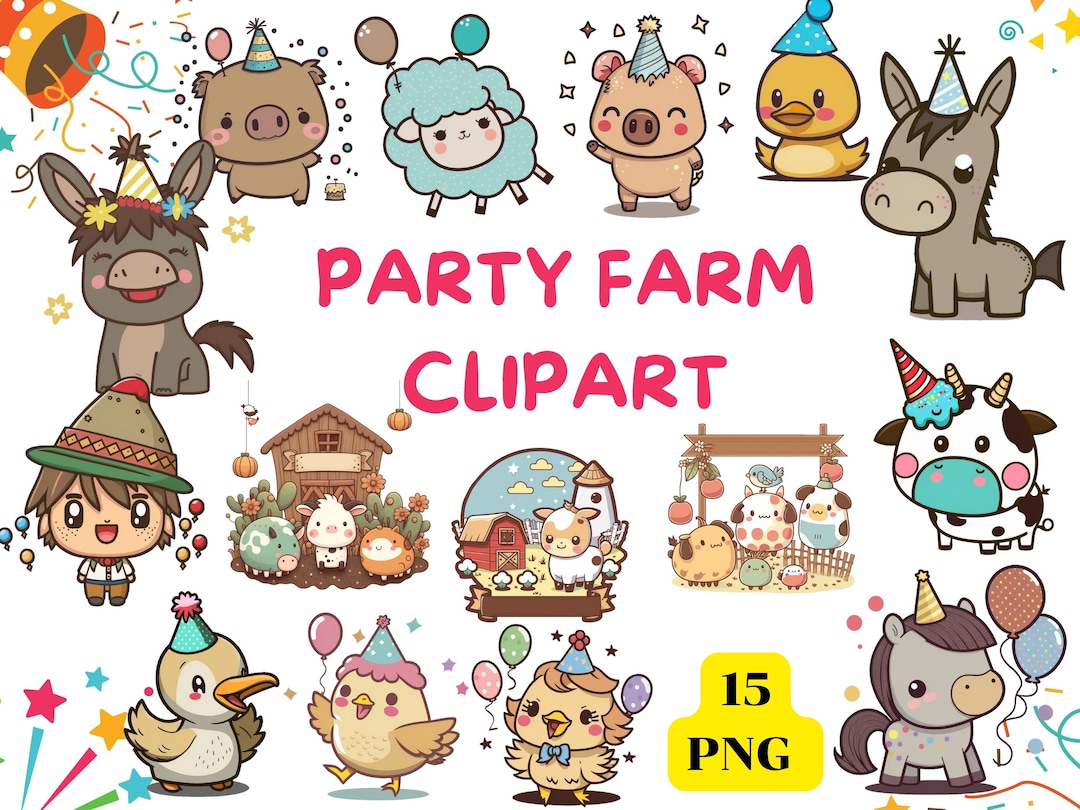 Farm Animals PNG Farm Animal Birthday Clipart Party Farm - Etsy Ireland