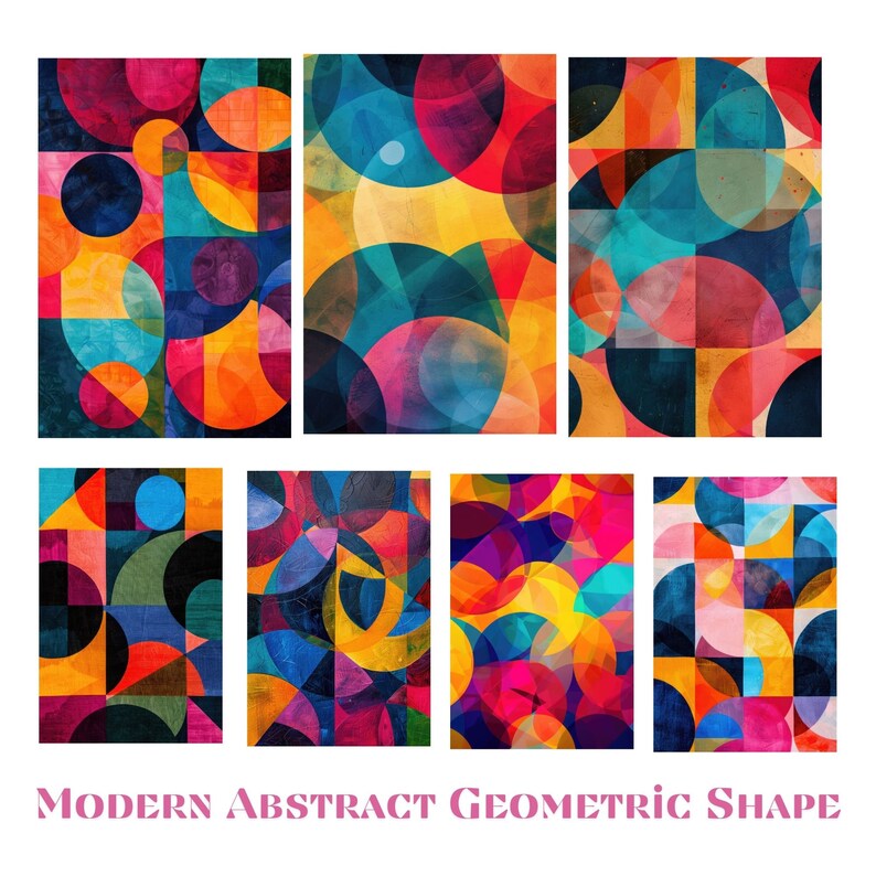 Modern Abstract Geometric Shape Wall Art Minimalist Printable Art Set ...