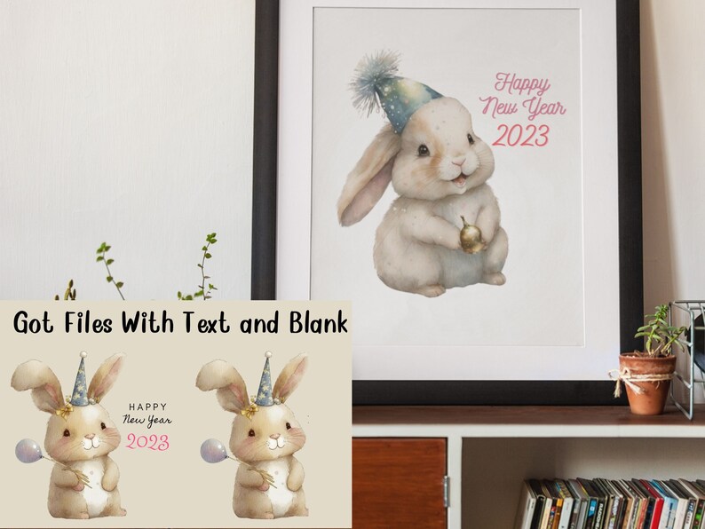 New Year Rabbit Clipart, Water Colour Clipart, Bunny Png, Happy New ...