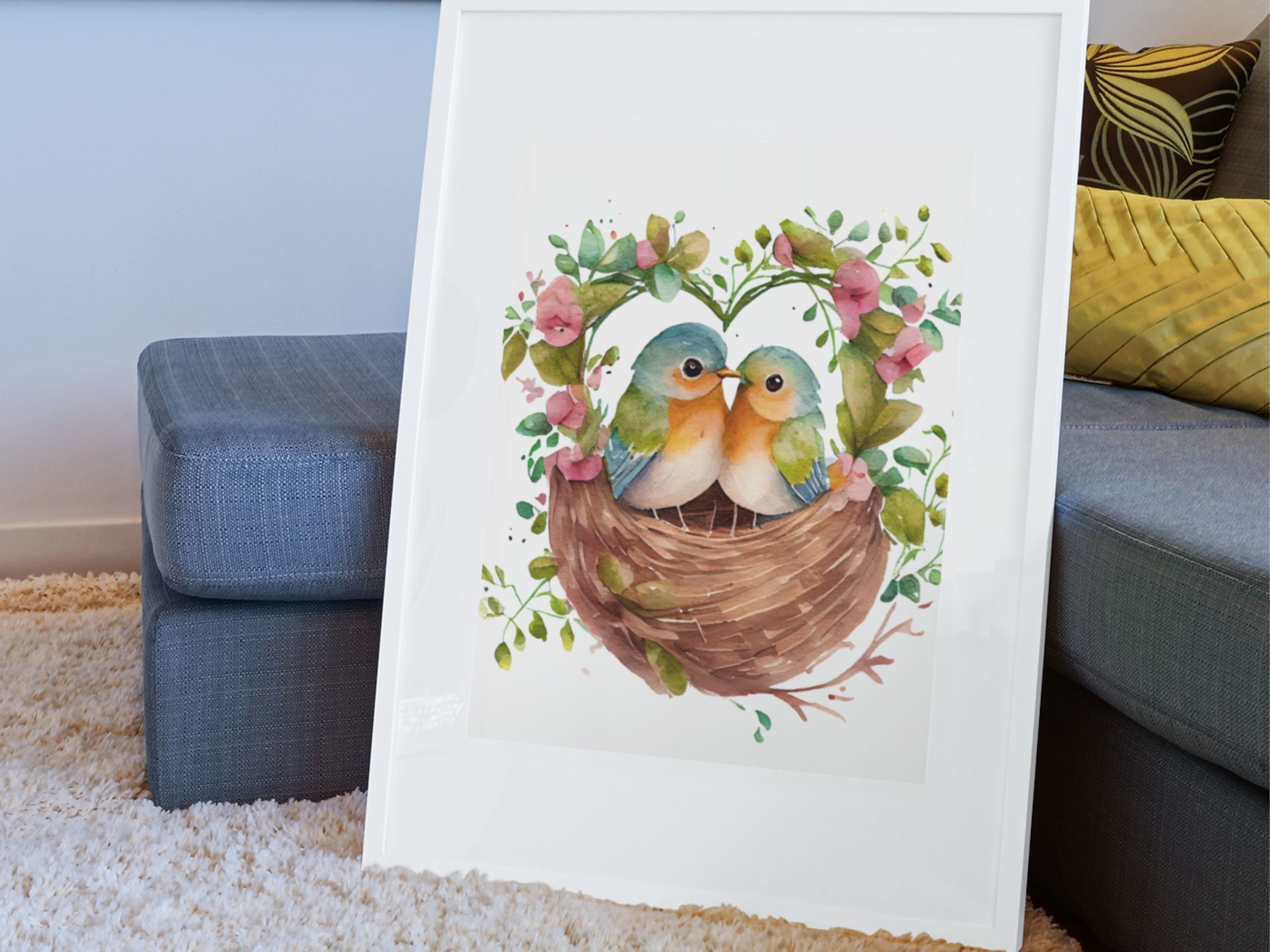 Love Birds Clipart, Valentine's Day Clipart, Watercolor Loving Birds ...