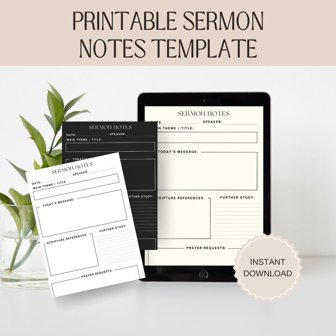 Printable Sermon Notes Template - Etsy