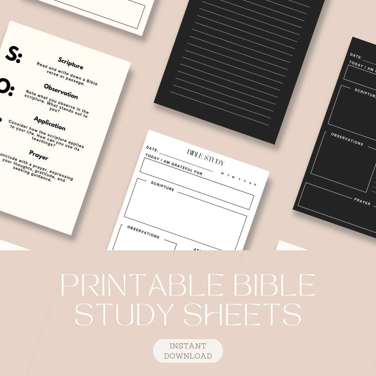 Printable Bible Study Sheets | SOAP Method | Templates | *includes Dark ...